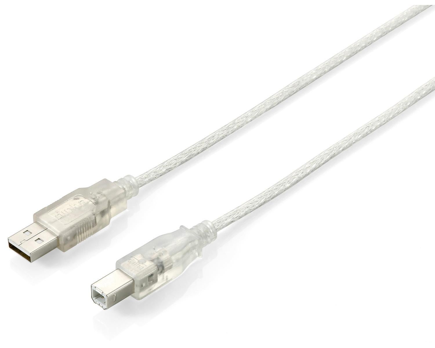 Equip 128650 cable USB USB 2.0 1,8 m USB A USB B Plata, Transparente ...