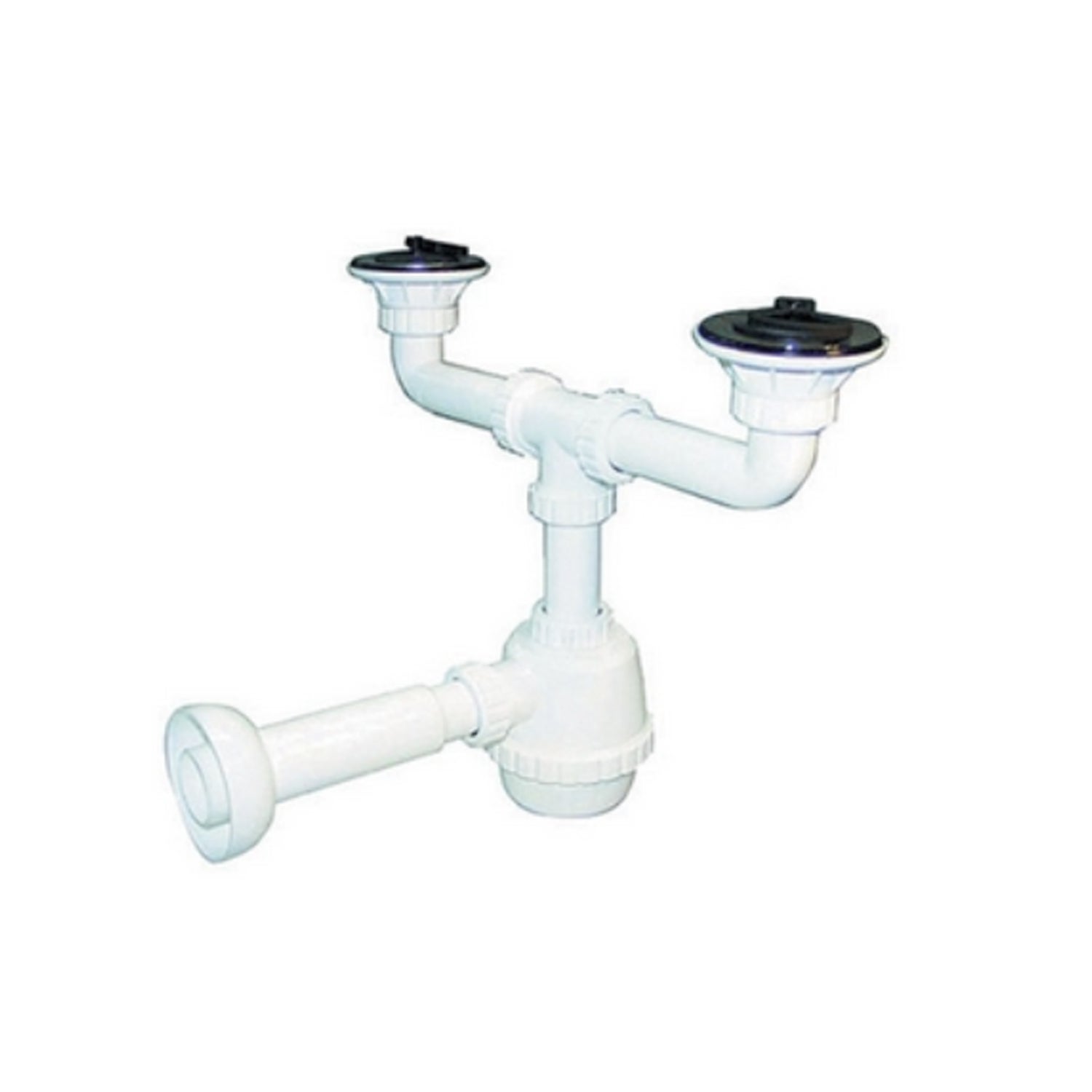 SIPHON PVC 2 VOIES AVEC / DÉCHET PORCELAINE AVEC MANCHON 1"1/4 | Leroy ...