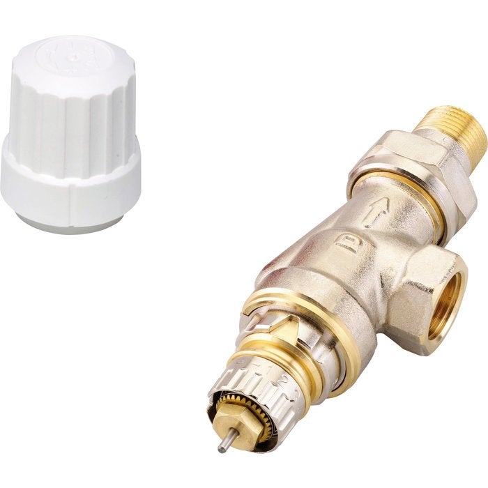 Cuerpo termostático de ángulo invertido en latón, conexión hembra 12/17 ...