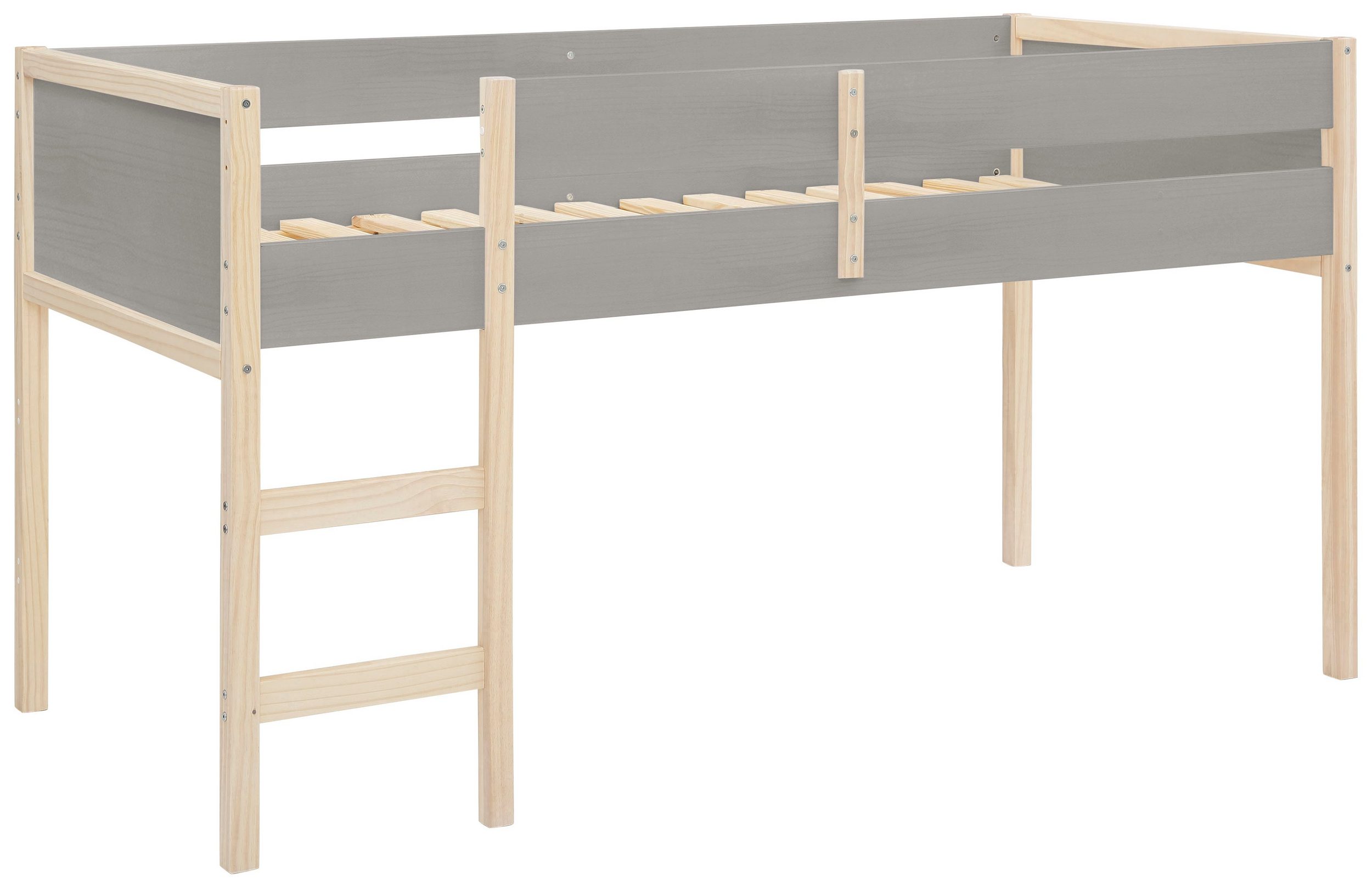 Lit cabane surelevé enfant en pin gris 90x200 | Leroy Merlin
