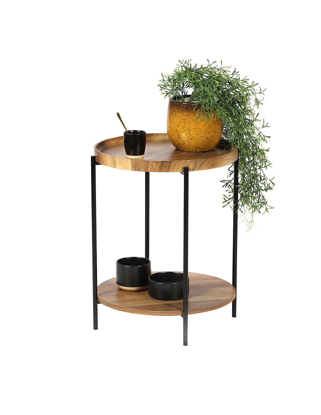 Table d'appoint ronde JAYCE avec 2 niveaux, structure en métal noir ...