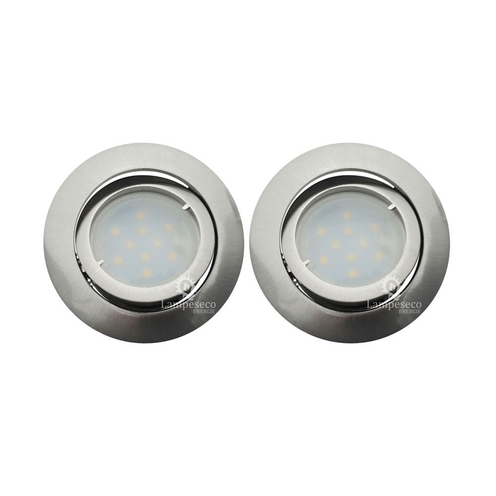 Lot de 2 Spot Led Encastrable Complete Satin Orientable lumière Blanc Chaud eq. 50W ref.209 ...