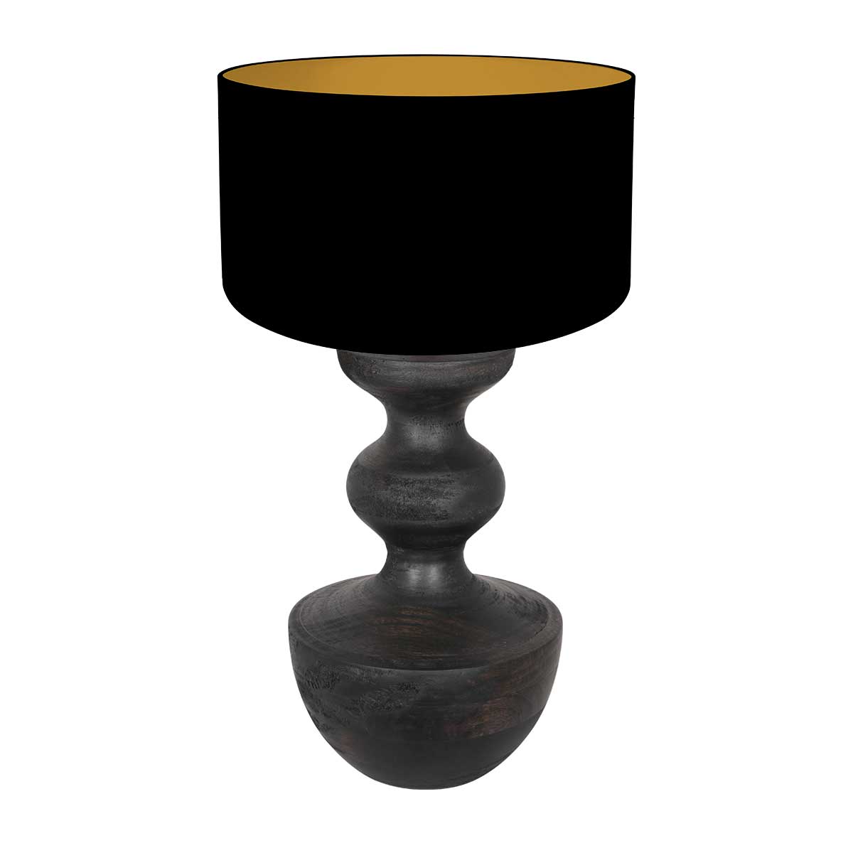 Anne Lighting - lámpara de mesa - Lyons - negro - madera lino - Ø 40cm ...