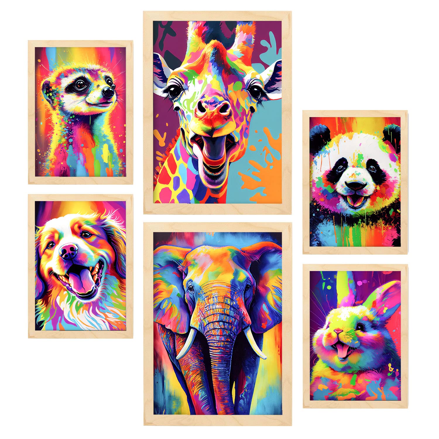 Nacnic Animaux Amicaux Affiches En Style Portrait Illustrations D'animaux Souriants À L ...