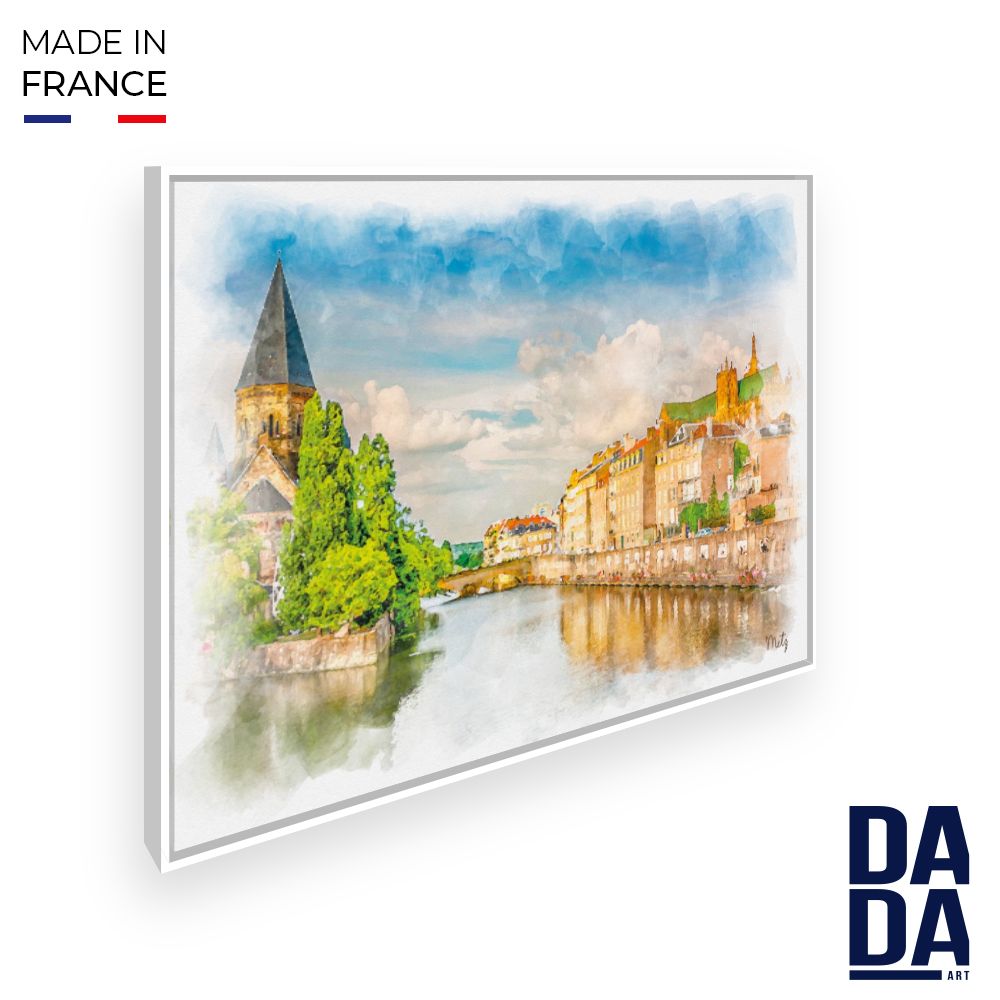 Tableau Vue de Metz / 45x60cm / Cadre Blanc / Fabriqué en France ...
