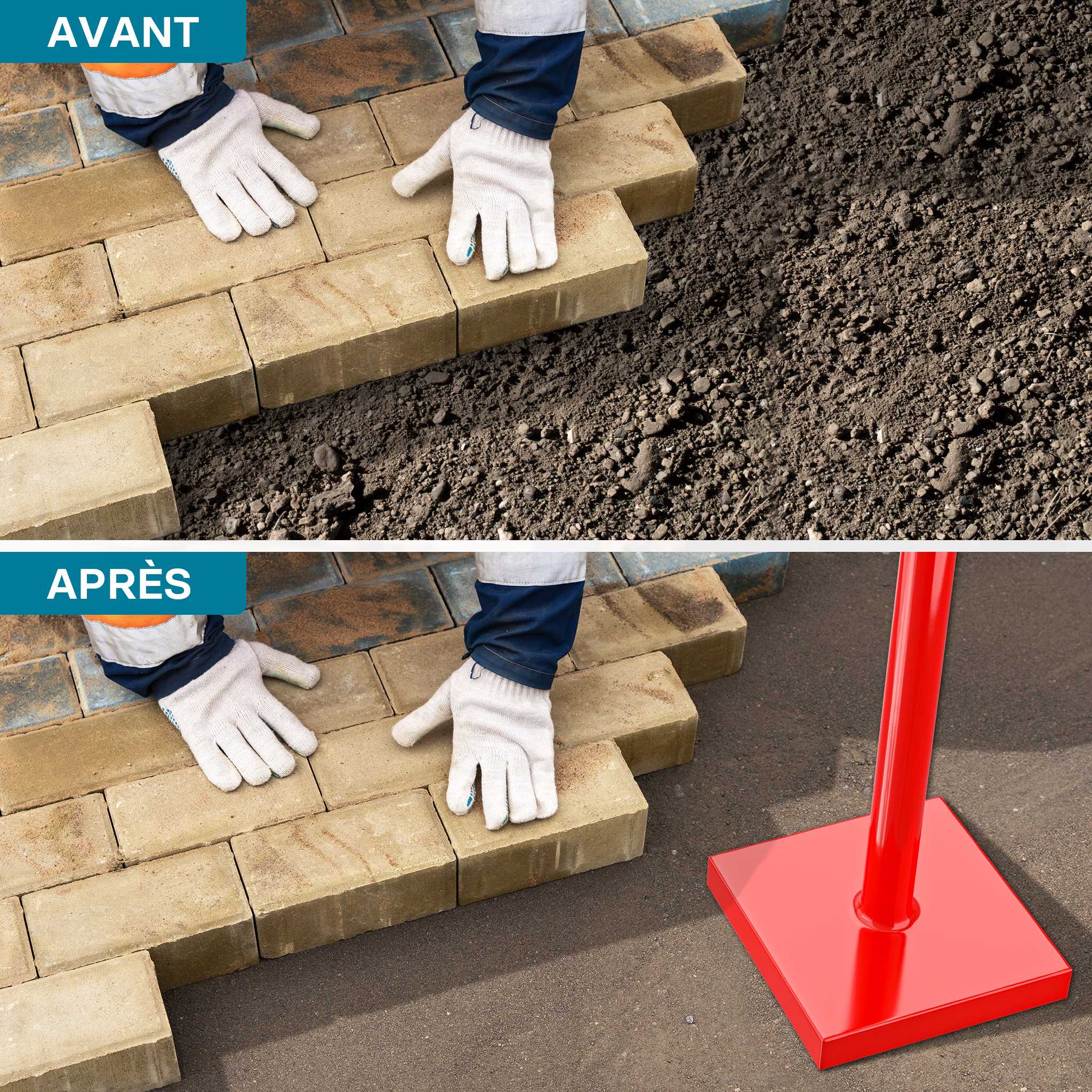 Pisón de tierra de 11,5kg, acero, con base de 20x20cm y mango-T ...