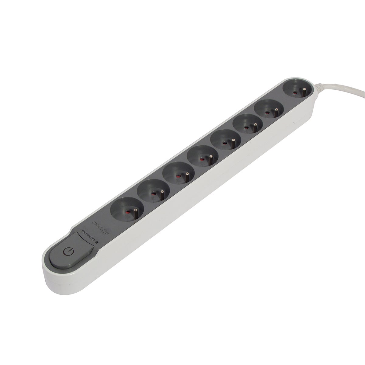 Multiprise Design parafoudre 8x16A 1,5m - gris - Chacon | Leroy Merlin