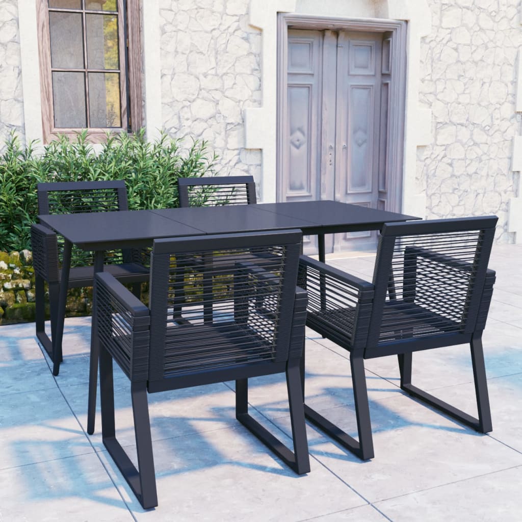 Conjunto de comedor exterior de 5 piezas vidaXL de ratán PVC negro ...