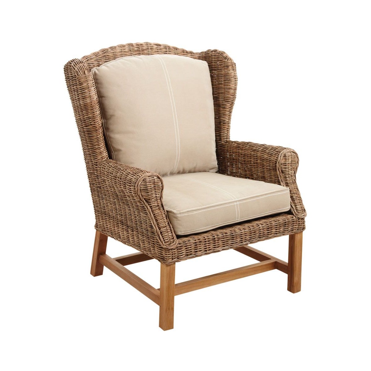 Fauteuil en poelet gris et teck Pati Aubry Gaspard | Leroy Merlin