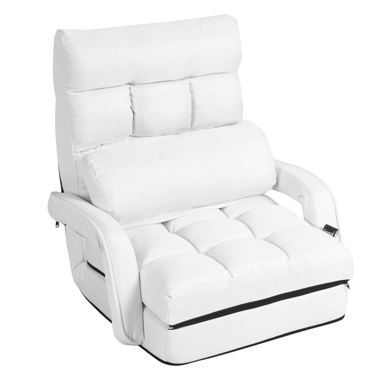 Fauteuil Chauffeuse Convertible 1 Place Oreiller 5 Positions Tissu Lin ...