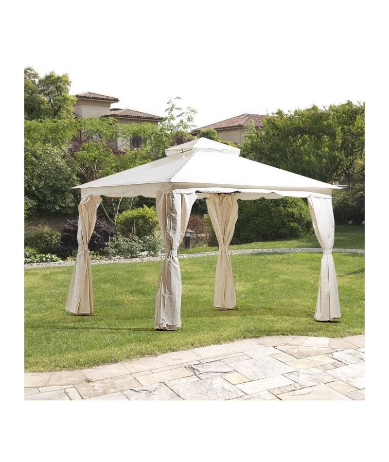 Gazebo - 3 x 3 m - Avec Rideaux - Structure Aluminium & Toile Polyester ...