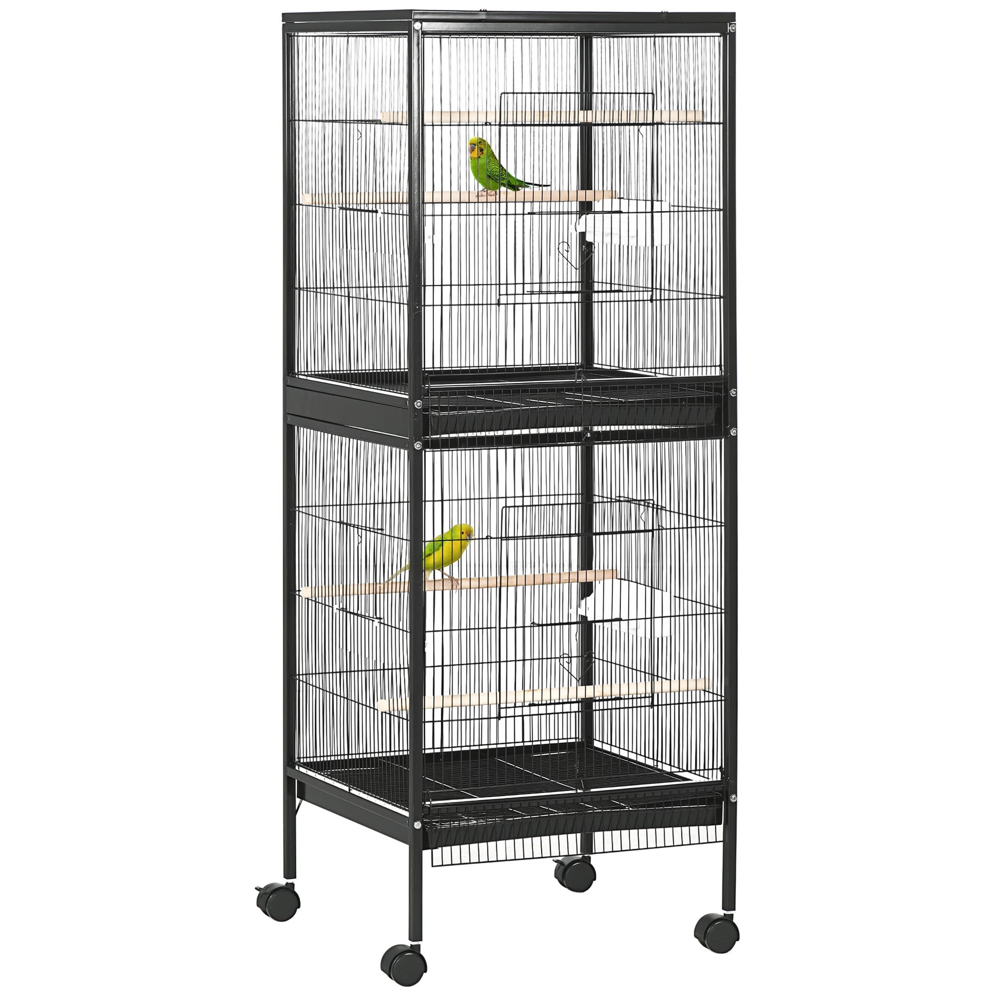 Cage à oiseaux 2 en 1 , volière d'intérieur avec 4 roues pivotantes ...