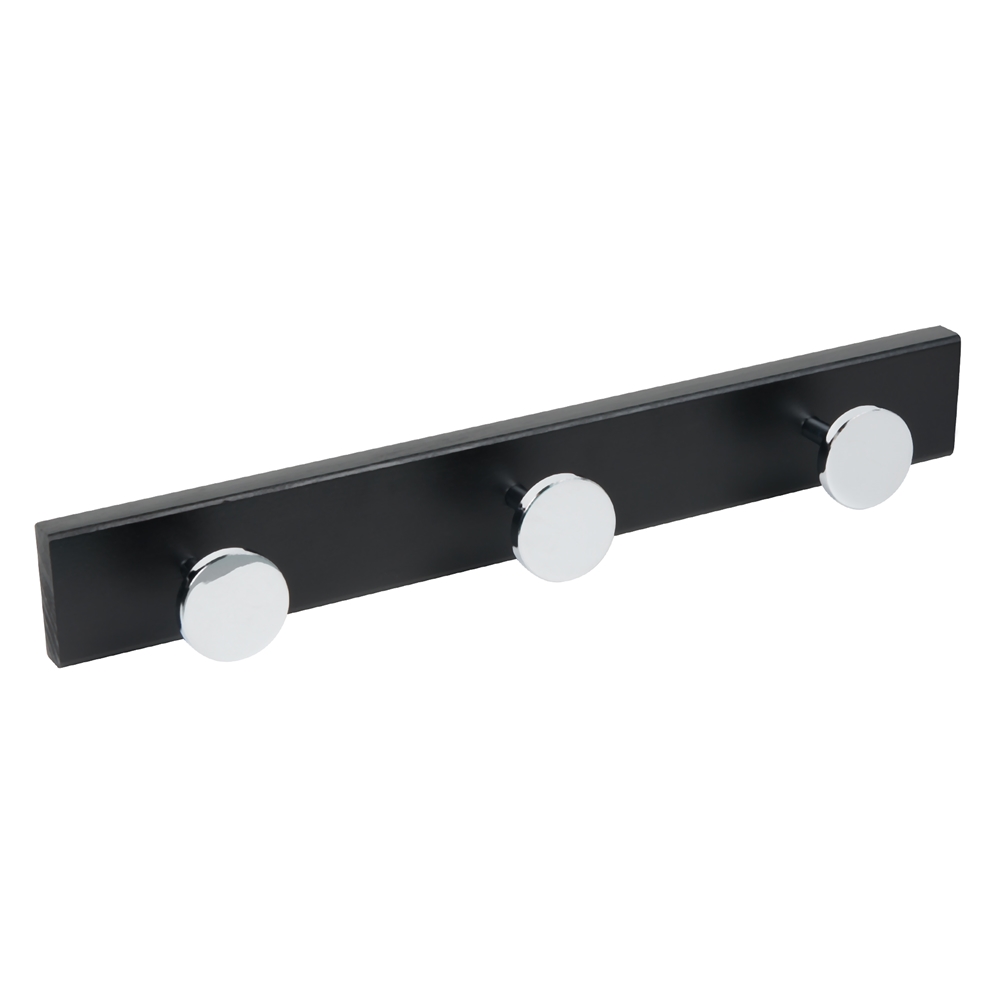 PERCHA Pared lacado negro Pomos cromo 385x50MM | Leroy Merlin