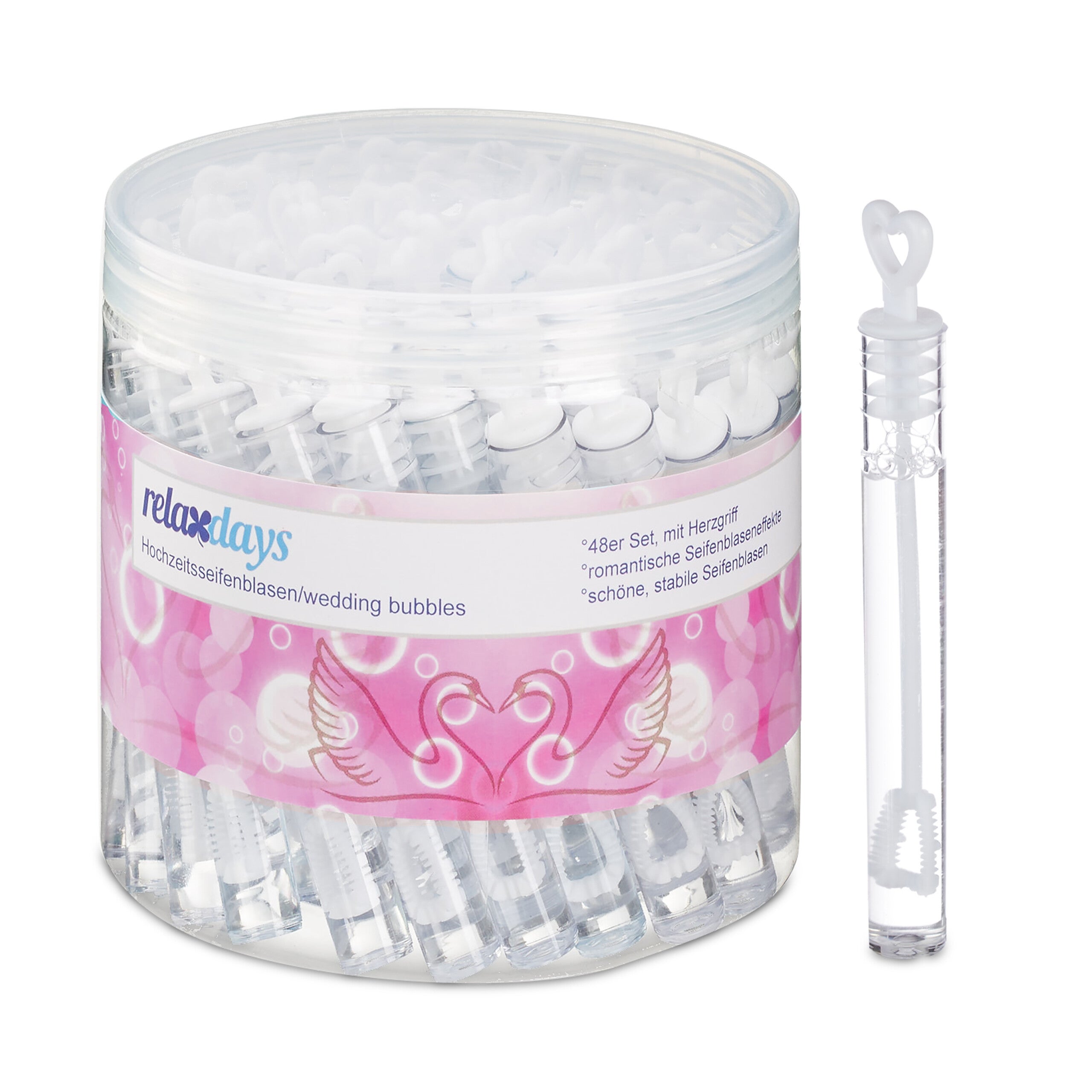 Relaxdays Tubes pour bulles de savon, mariage, lot de 48, avec poignée ...