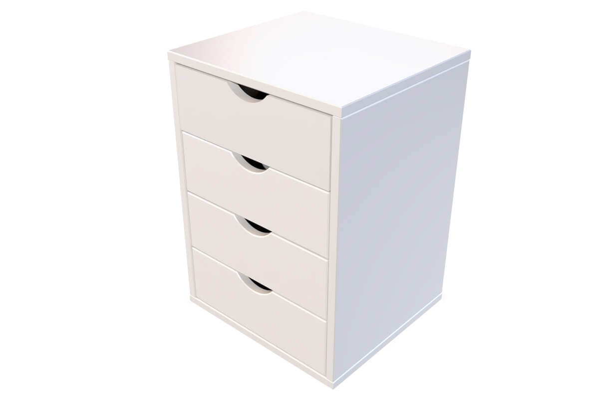 Caisson à tiroirs 4 en bois massif Blanc | Leroy Merlin