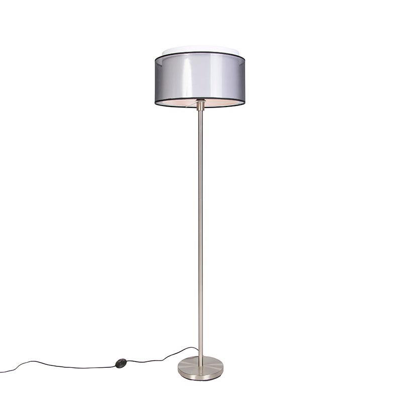 Qazqa design lampe de sol - Simplo - noir, max. 60w, e27, 169cm, idéal ...