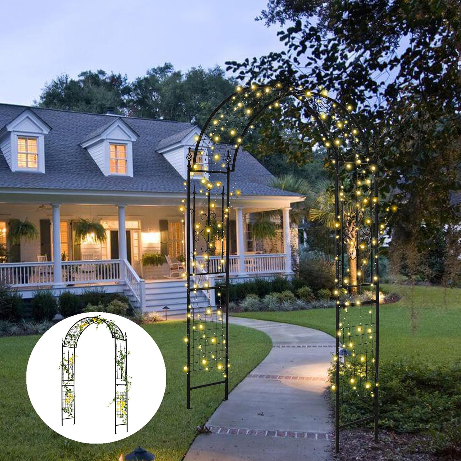 Arche de Jardin 234 CM avec Treillis, Arceau Porte de Jardin Rosiers ...