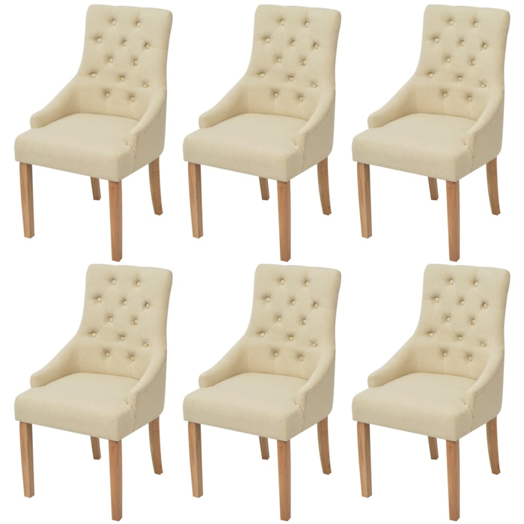 Sillas de comedor 6 unidades tela color crema | Leroy Merlin