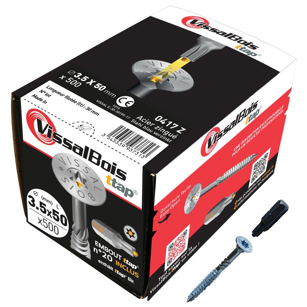 Vis Torx acier zingué VissalBois TTAP ZN + embout TX TTAP | Leroy Merlin
