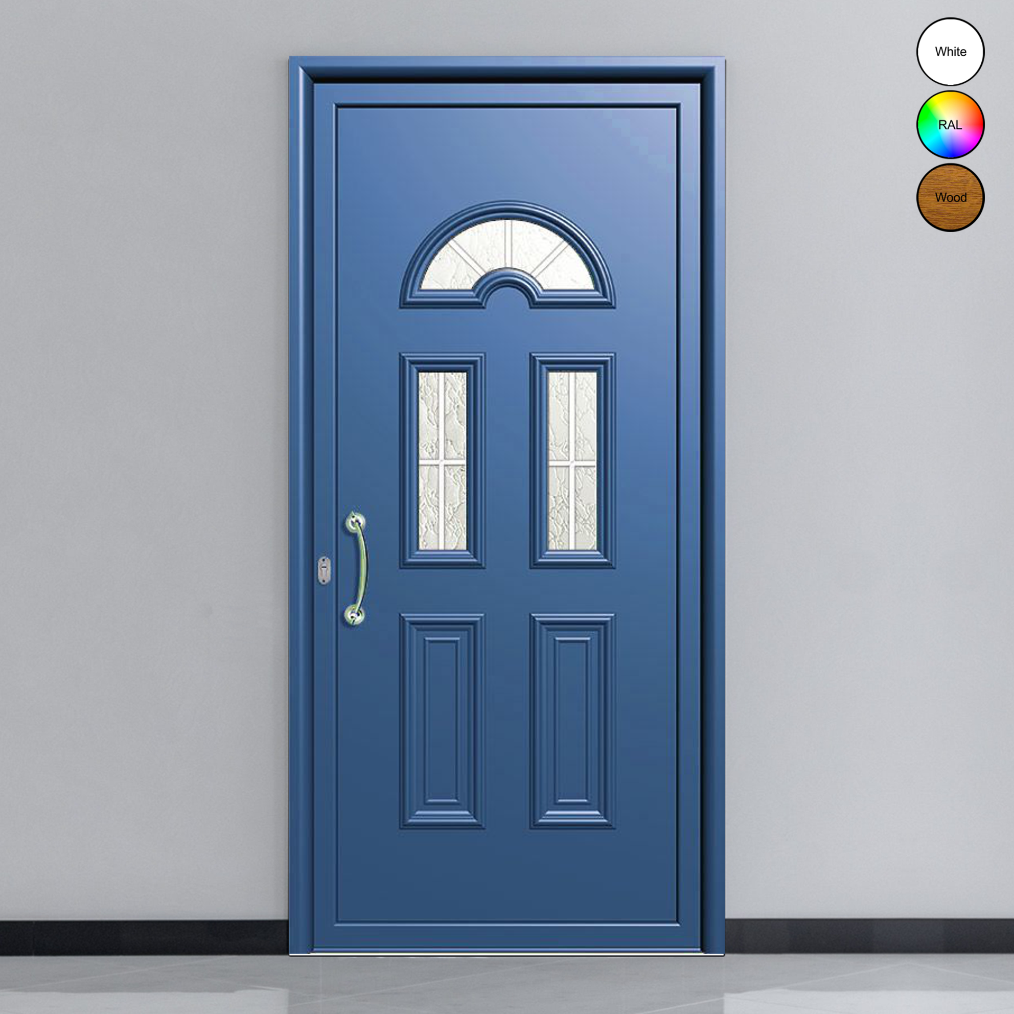 Porte d'entrée en aluminium CLASSIC DESIGN 2203 RAL 5015 ( L.: 90 cm x ...