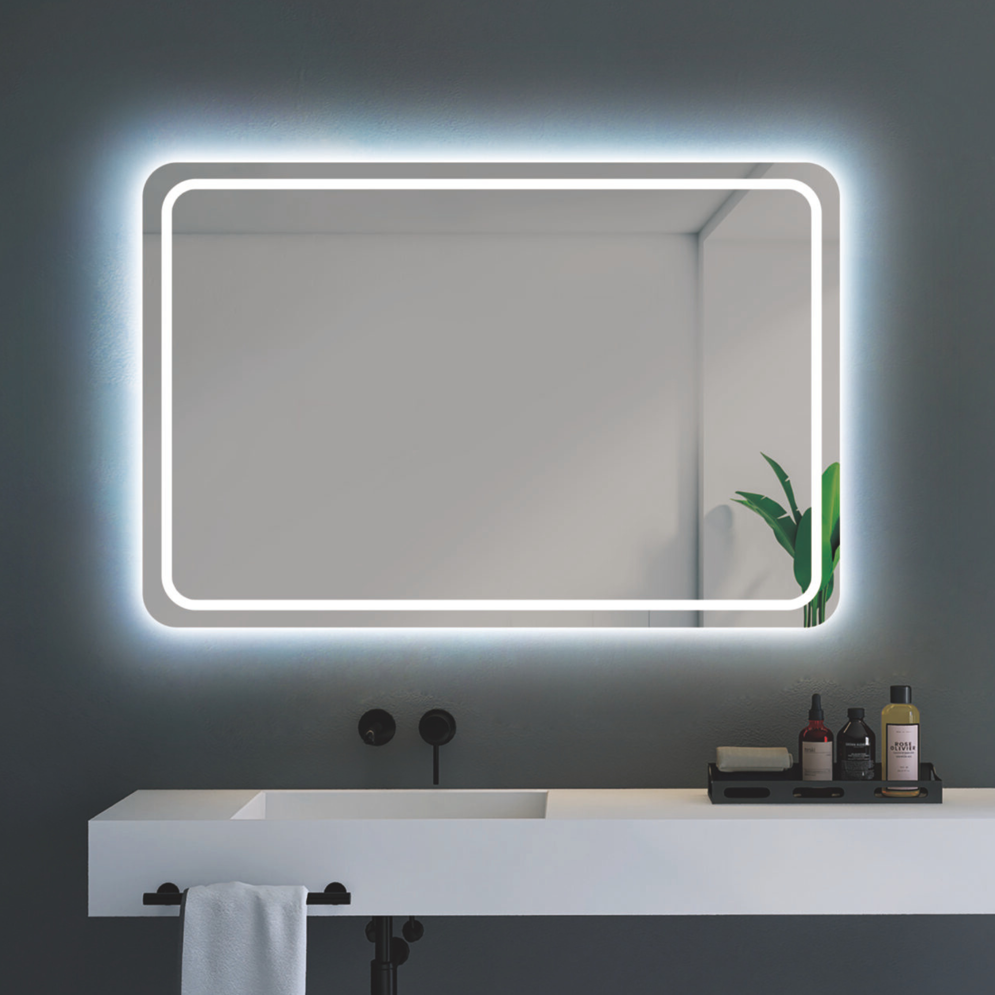 LEDIMEX - Espejo Retroiluminado Baño 100x80cm | Espejo Rectangular con ...