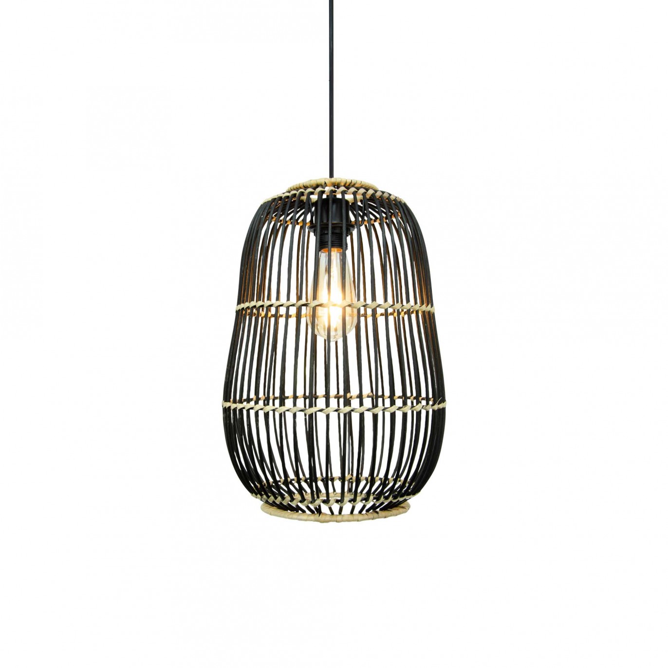 Suspension en rotin noir et naturel - LATIE PM - C-Création | Leroy Merlin