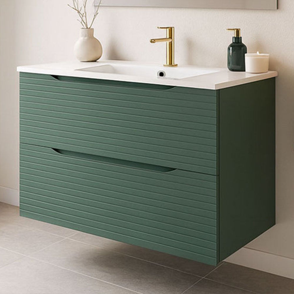 Kibath Mueble de baño con Lavabo, mod. BOREAL 100x45 cm acabado Verde ...