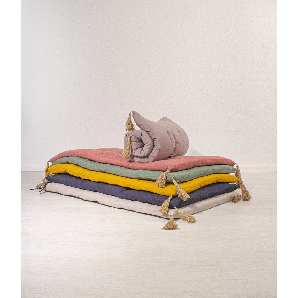 Futon repliable Panama avec pompons jute Gris Clair 60 x120 cm - Enjoy ...