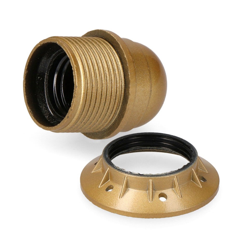 Douille de lampe semi-filetee e-27 dore + rondelle (retractible ...