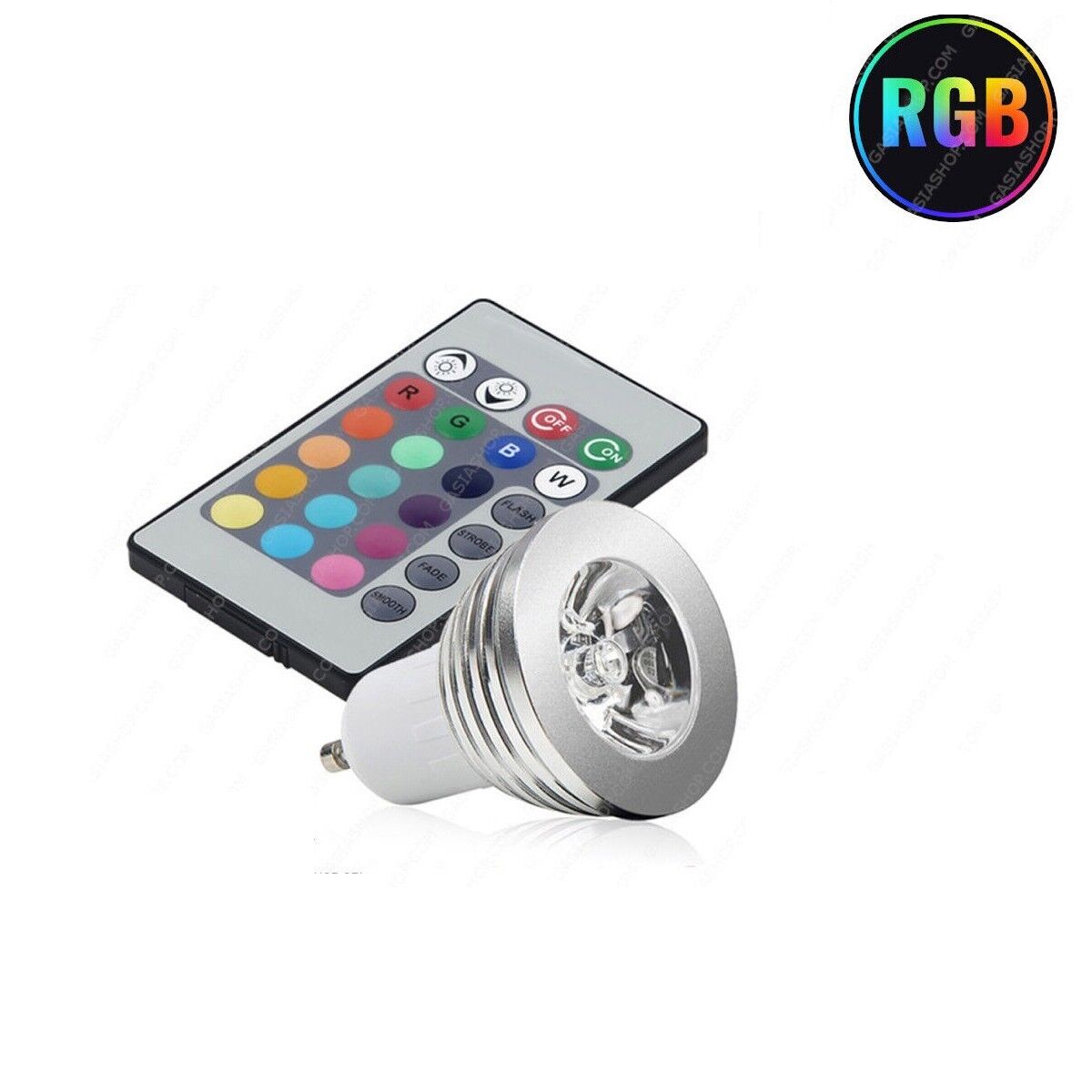 PROJECTEUR LED RGB GU10 5 W MULTICOLORE PROGRAMMABLE AVEC TÉLÉCOMMANDE ...