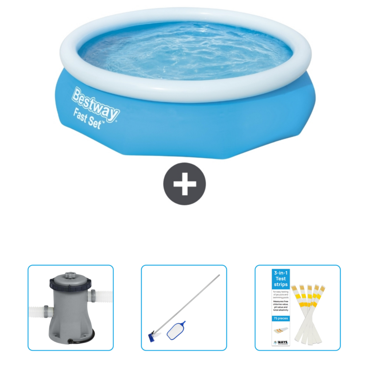 Piscine Gonflable Ronde Fast Set Bestway - 305 x 76 cm - Bleue ...