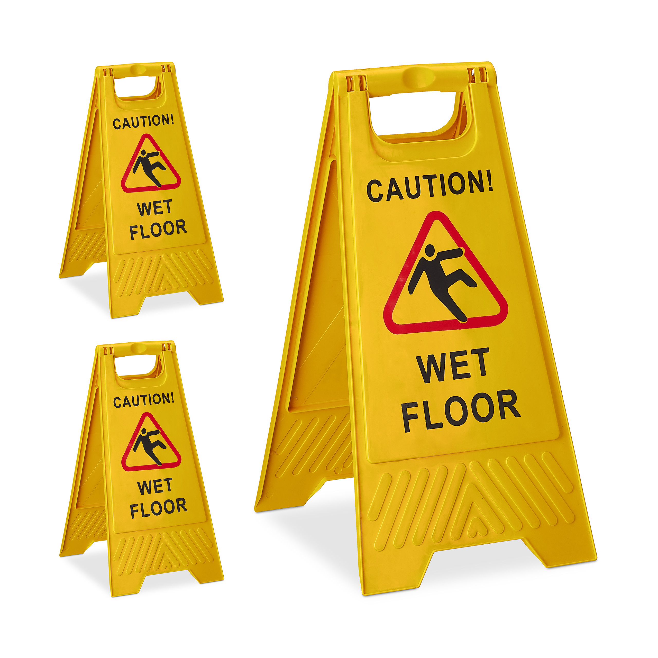 Panneau sol glissant, lot de 3, anglais, Caution Wet Floor, texte sur ...