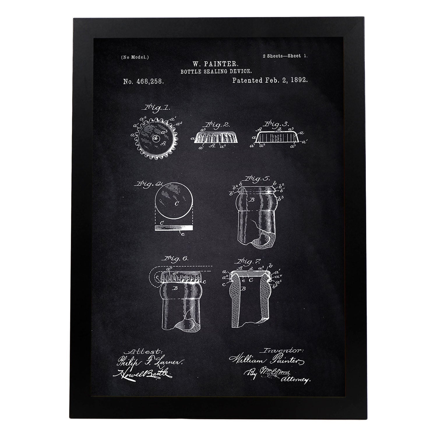 Affiche De Brevet En Feuille De Bouteille. Perte Avec Old Patent Design ...