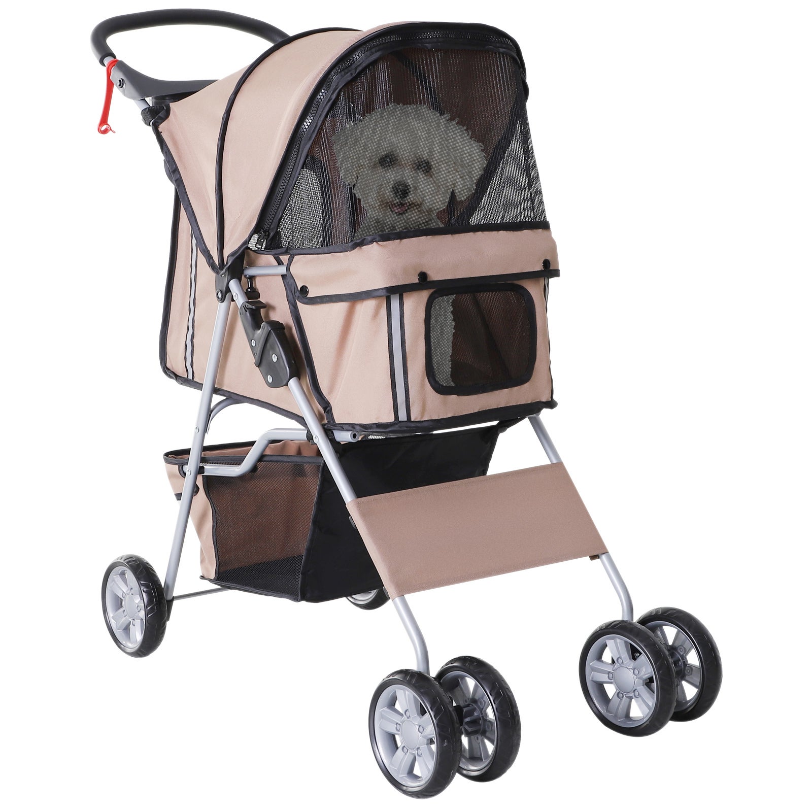 Poussette pliable pour animaux de compagnie avec porte-gobelet et pare ...