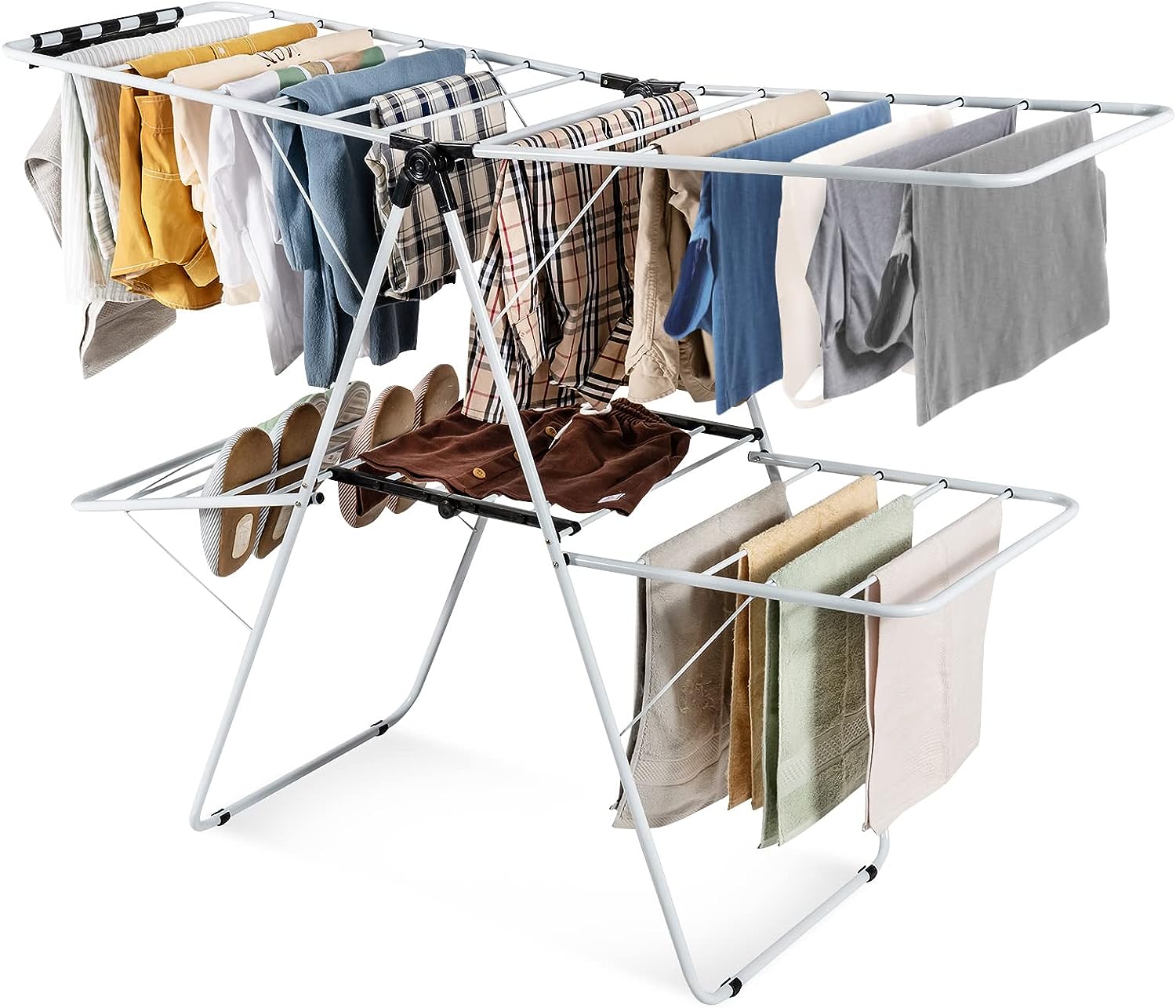 Tendedero de 2 Niveles, Tendederos Plegables con Alas Ajustables ...