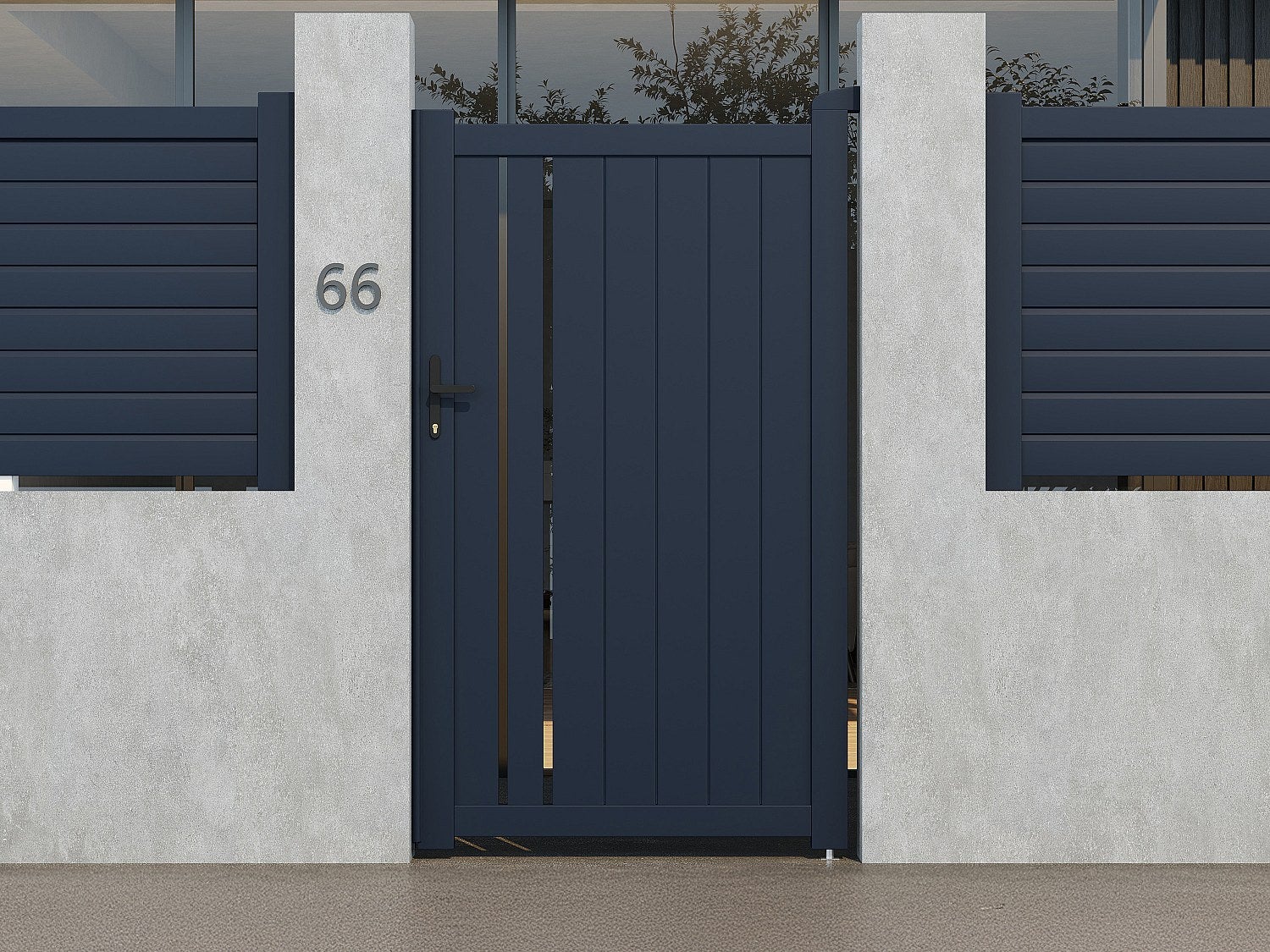 Puerta batiente de aluminio semi calada An.104 x Alt.181 cm antracita ...