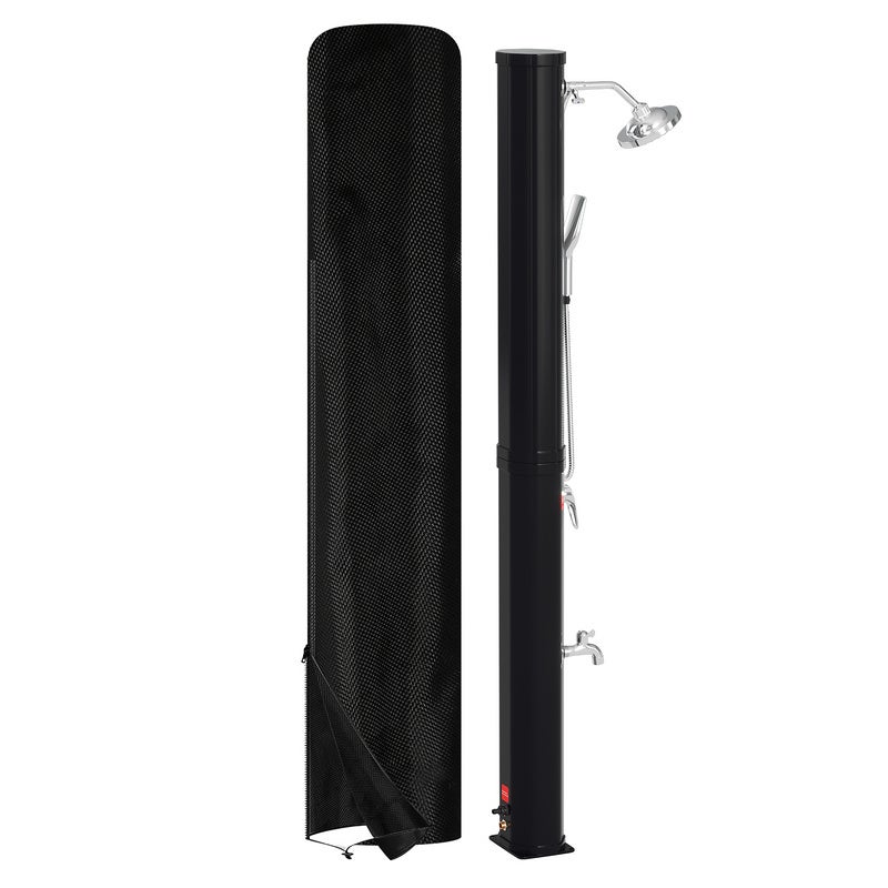 Ducha solar 60L Plateada con funda de protección y ducha de mano Ducha ...