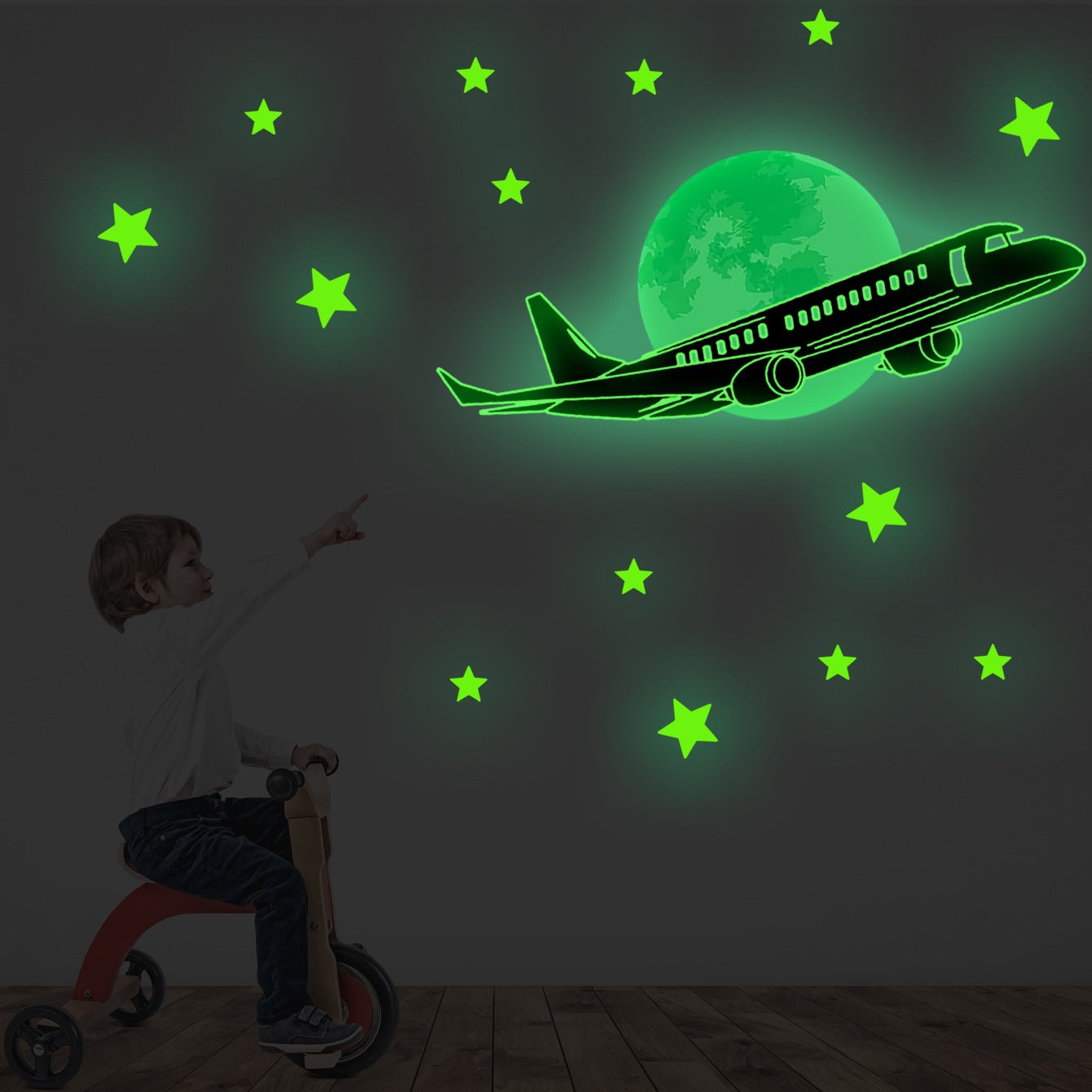 Autocollants d’étoiles d’avion qui brillent dans le noir Green | Leroy ...