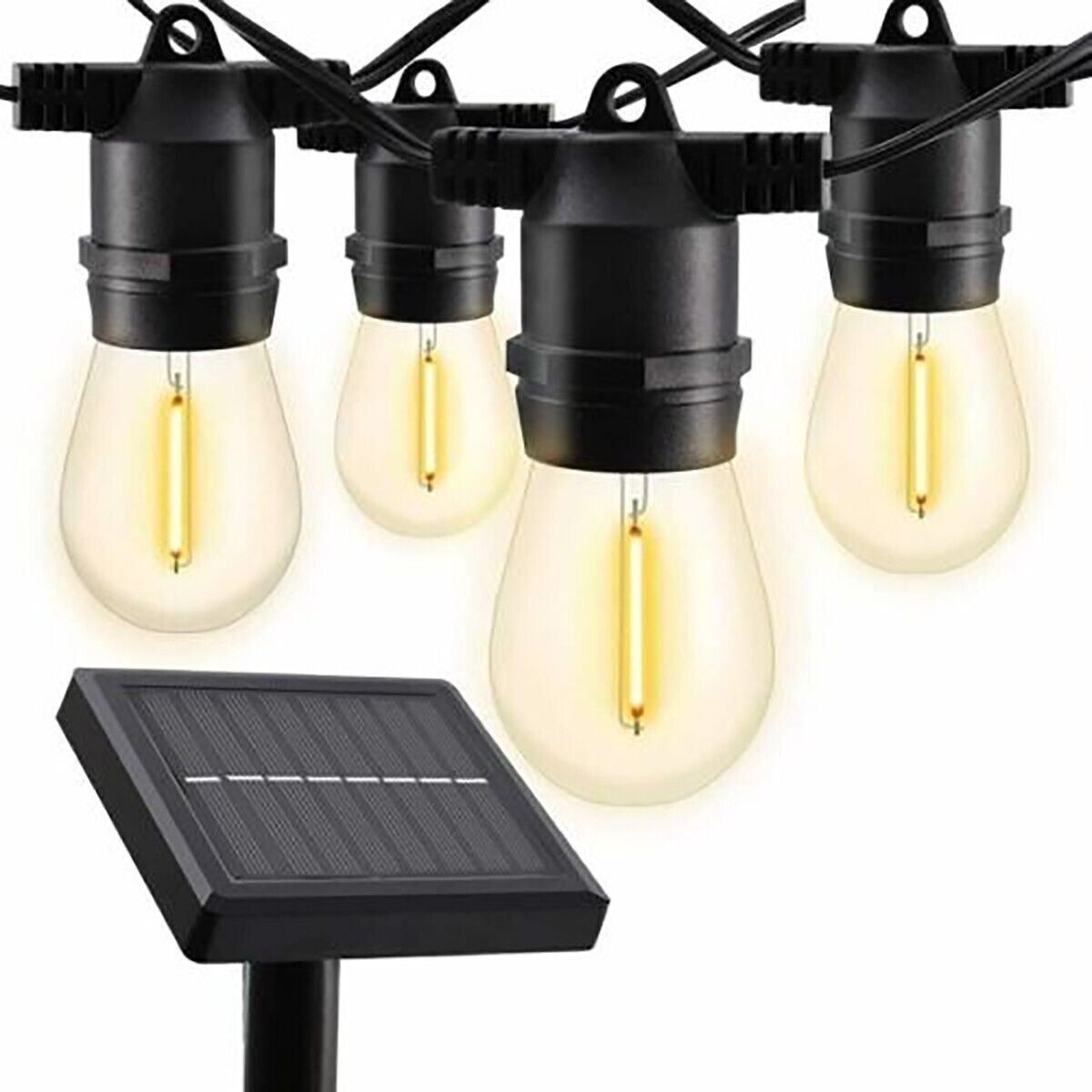 CADENA DE LUZ SOLAR EXTERIOR INTERIOR 10 BOMBILLAS LED BLANCO CÁLIDO ...