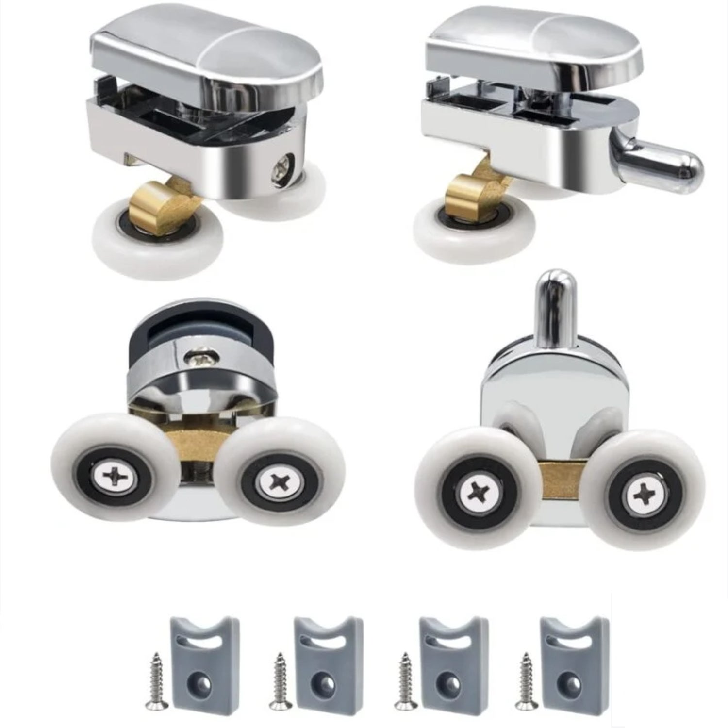 (4 piezas) Rodillos dobles para puerta de ducha, ruedas de repuesto ...