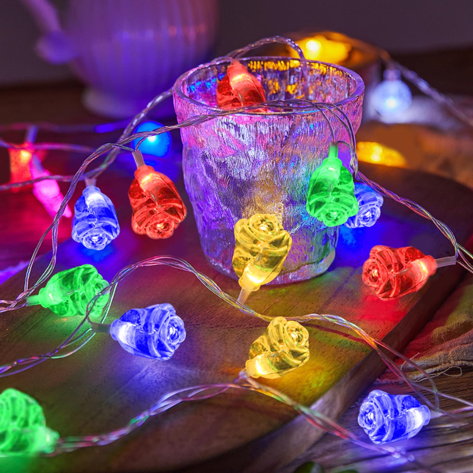 Cadena de luces con forma de flor - 6 m, 40 LED, luces LED con USB ...