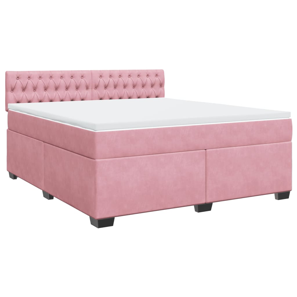 Cama box spring con colchón terciopelo rosa 180x200 cm | Leroy Merlin
