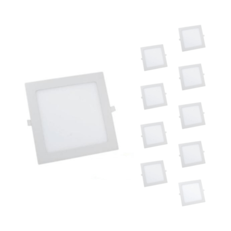 LED Spot Cuadrado Extra Plano 24W Blanco (Pack de 10) - Blanco Cálido ...