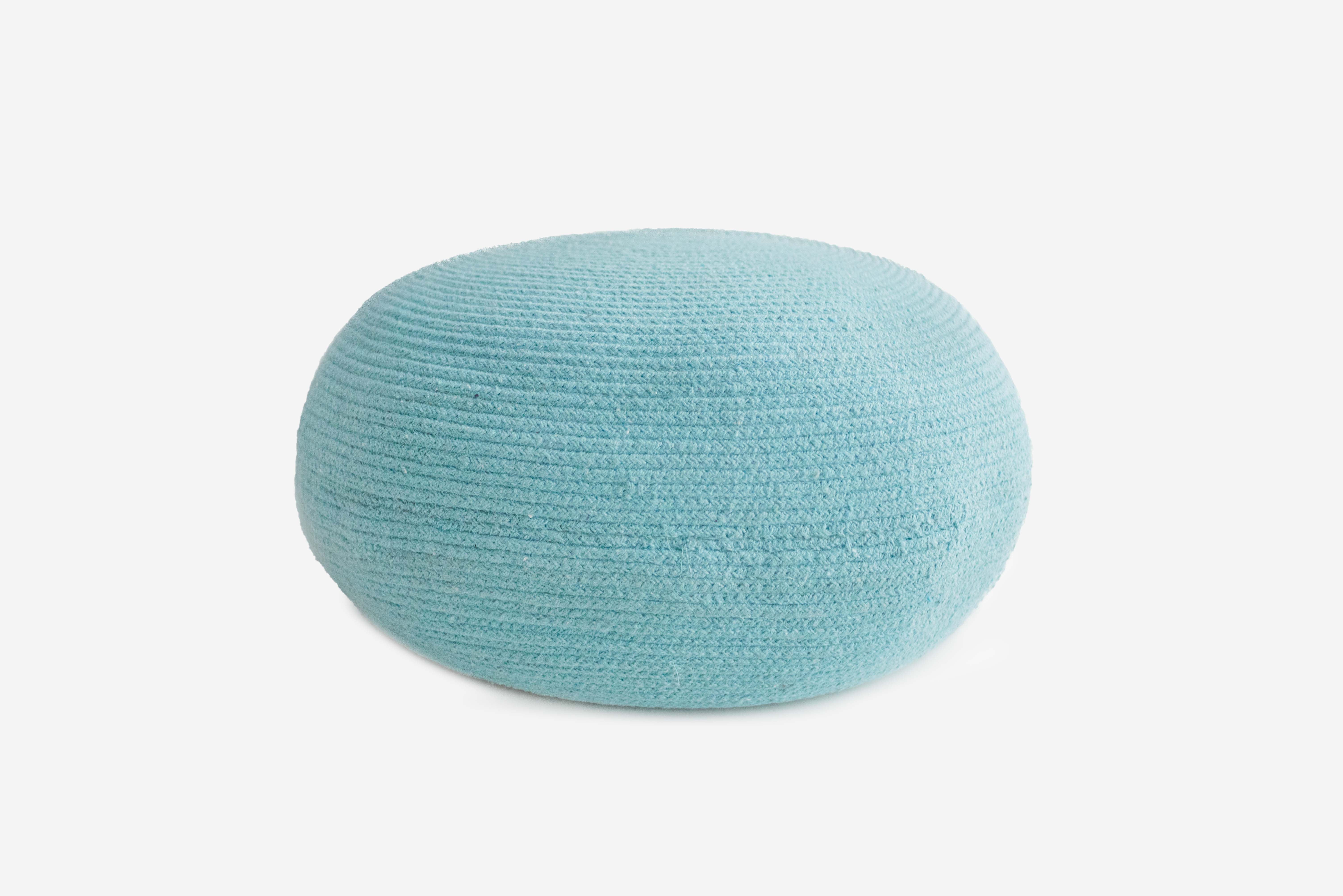 POUF EN COTON BLEU Ø45X30CM | Leroy Merlin