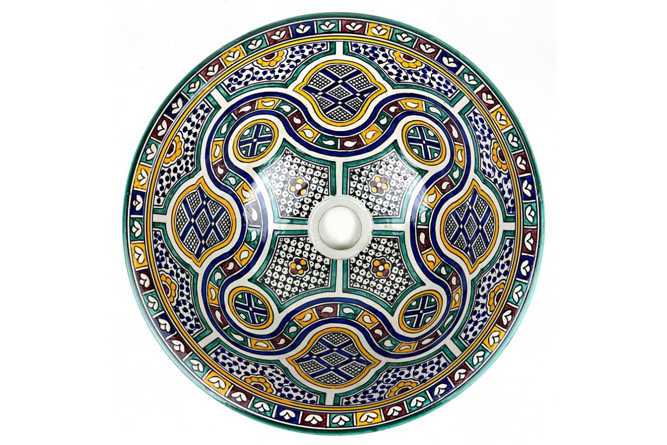 Lavabo en céramique marocain Zanya – lavabo à poser rond 41 cm fait ...