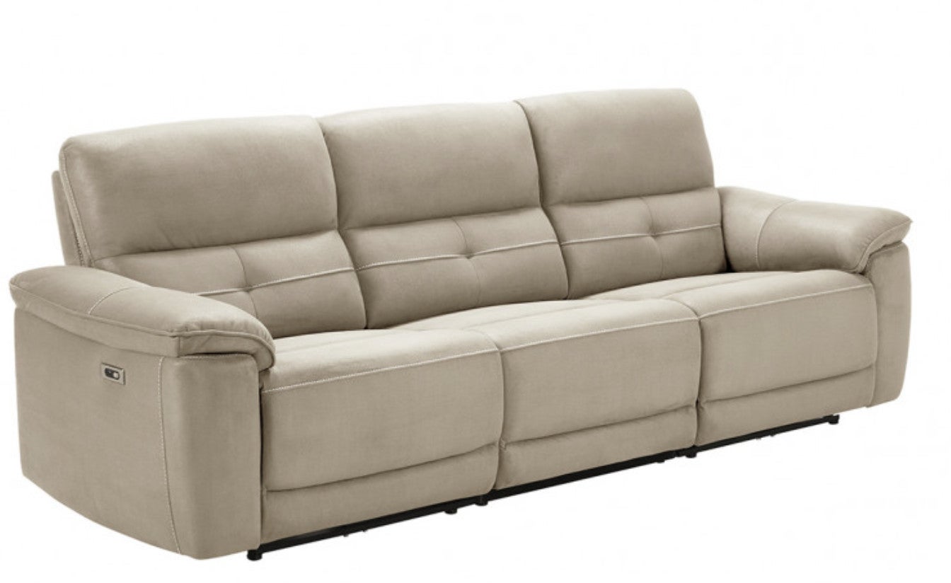 Canapé de relaxation électrique en microfibre Kleman-Couleur Beige-3 ...