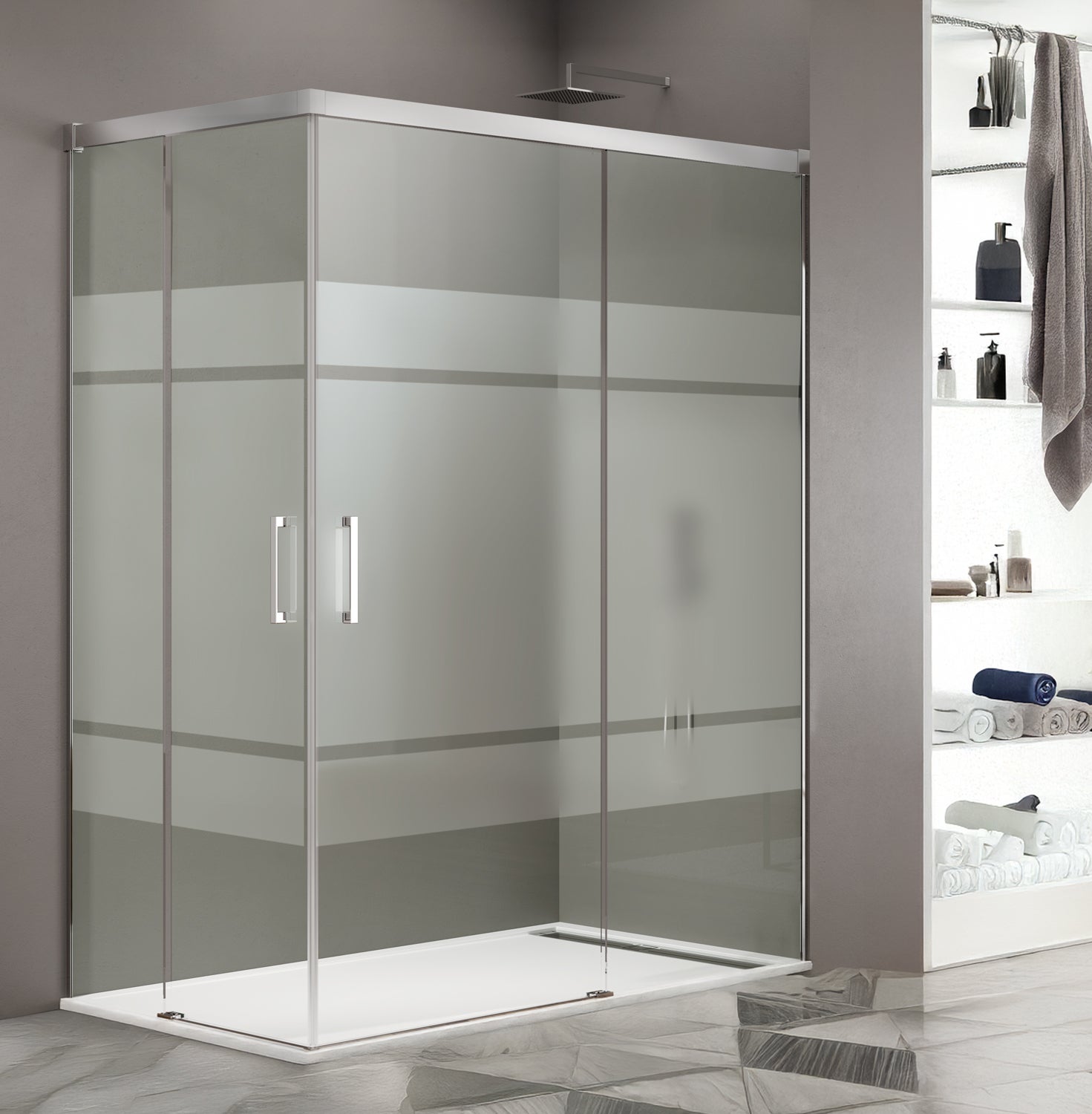 MAMPARA DE DUCHA EN ESQUINA. FRONTAL: 85-90 cm + LATERAL: 65-70 cm ...