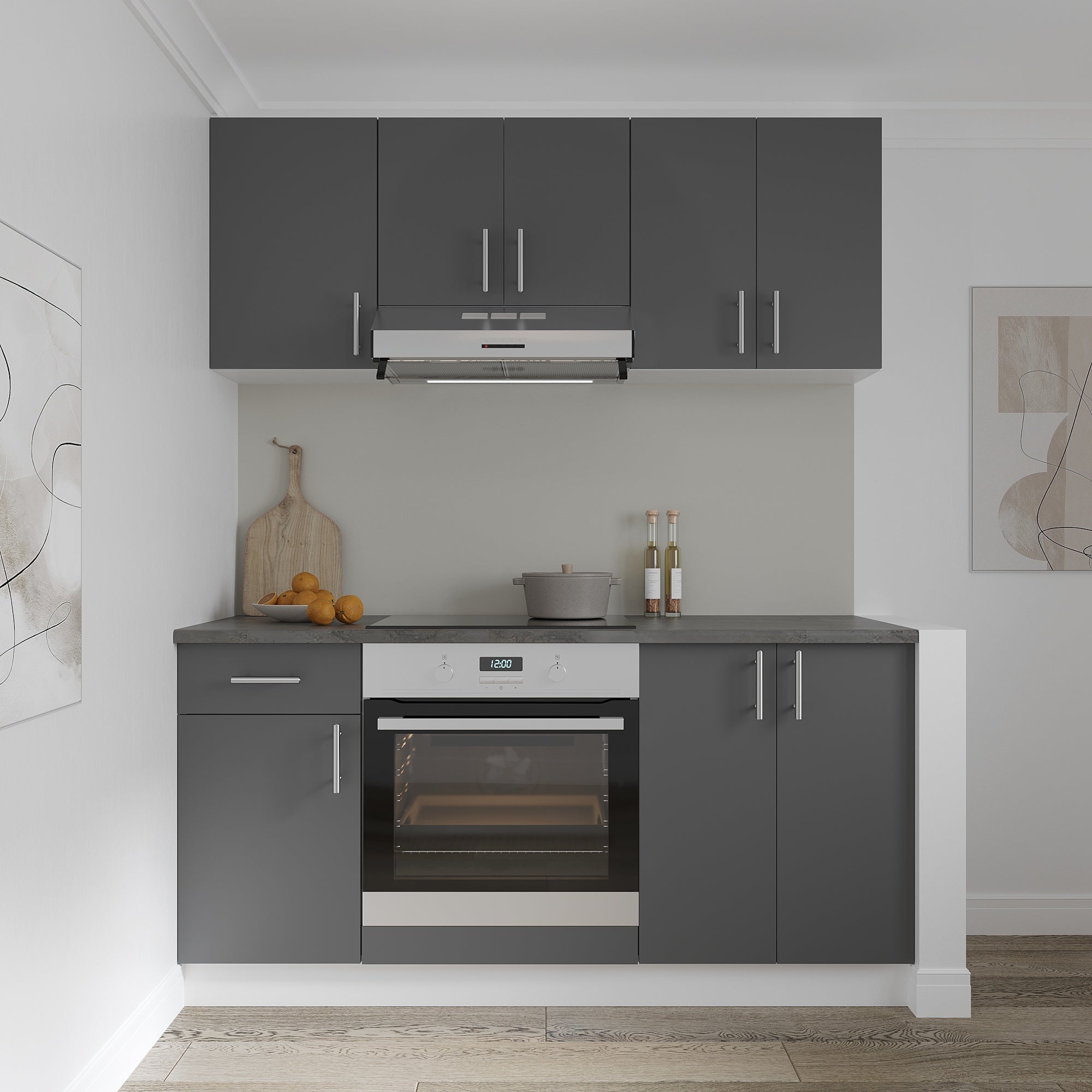 Set Cuisine haaus Karo V6, Anthracite/Blanc, Plan de Travail Thermo 28 ...