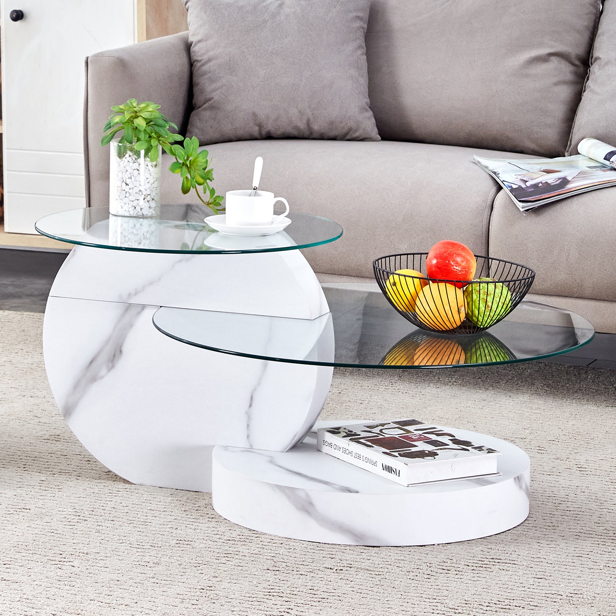 Table basse en verre sécurisé double couche 50×70 cm, design moderne en ...