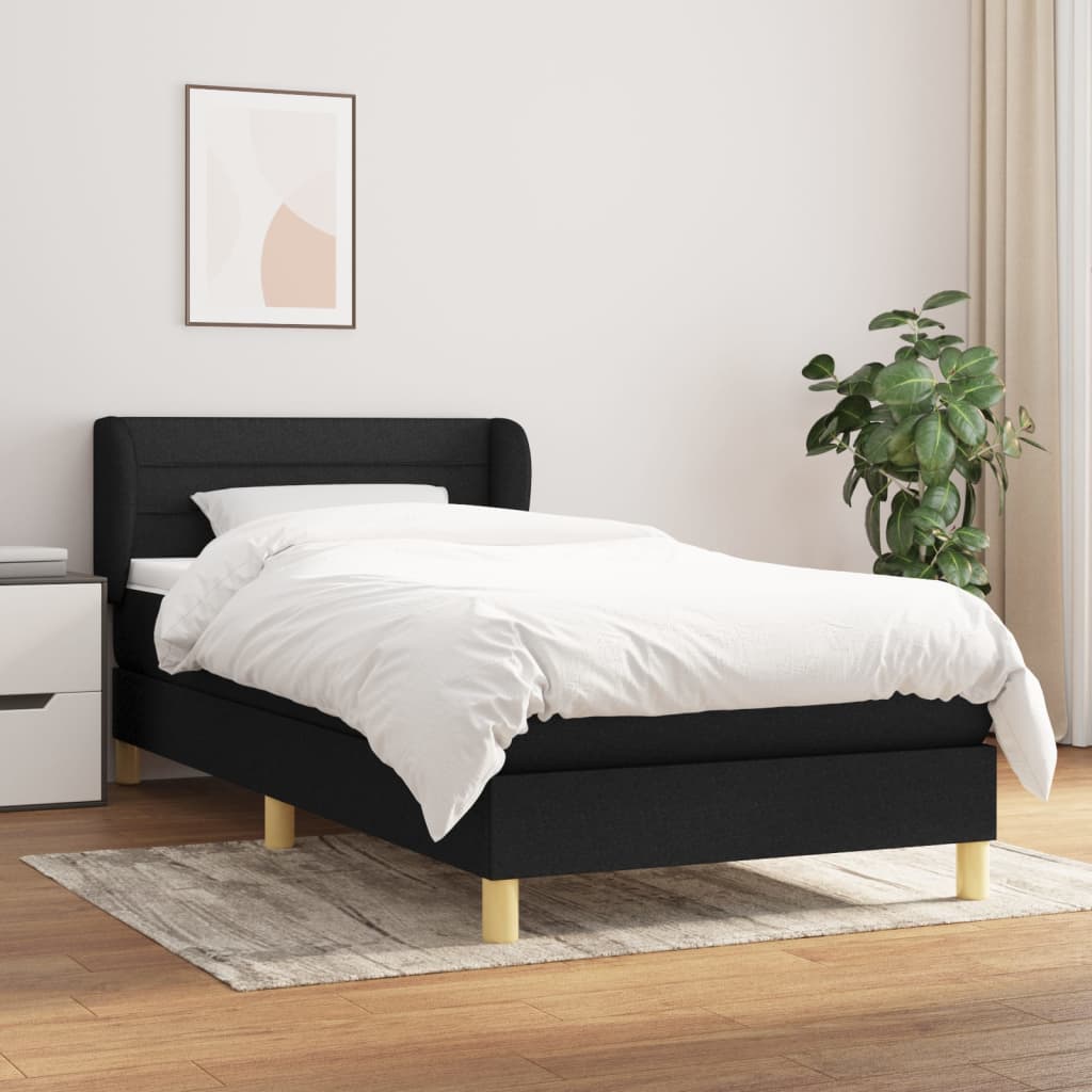 Cama box spring con colchón tela negro 100x200 cm | Leroy Merlin